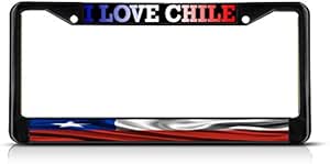 Amazon.com: I Love Chile, Chilean Wavy Flag METAL Black License Plate ...
