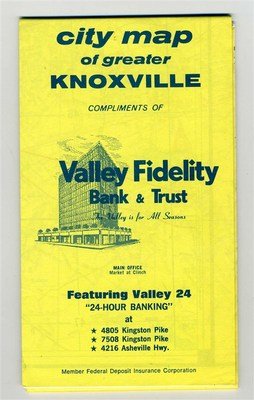City Map of Greater Knoxville Tennessee 1974 Valley Fidelity Bank ...