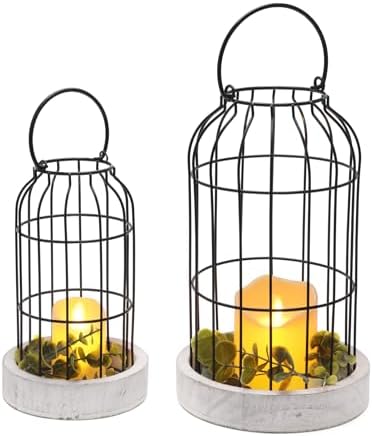 Amazon.com: Rustic Farmhouse Lantern Decor Set of 2 - Stylish ...