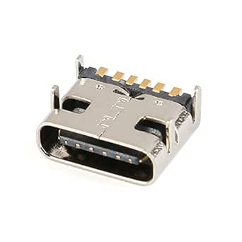 Amazon.com: 10 unids/lote 6 Pin SMT Socket conector Micro USB tipo C 3. ...