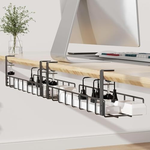 Under Desk Cable Management Tray - No Drill Organizer for Glass and ...