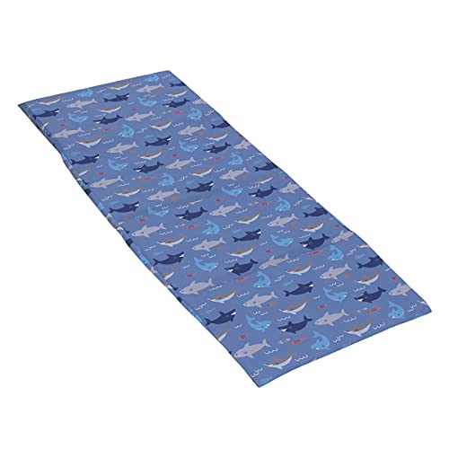 Snapklik.com : Shark, Fish, Ocean Blue And Grey Preschool Nap Pad Sheet