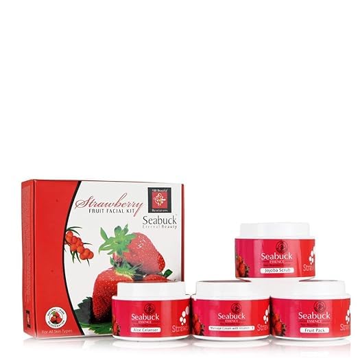 SEABUCK ESSENCE Strawberry Fruit Facial Kit For Even Skin Excess ...