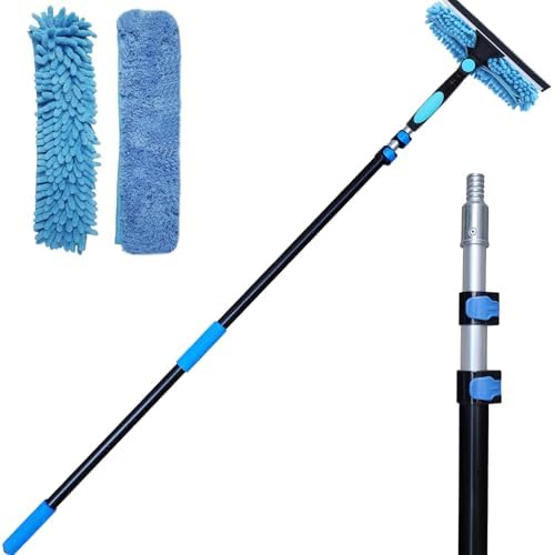 Amazon.com: 20 Ft+ Reach 2 in 1 Window Squeegee Duster with 5-to-12 ...