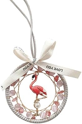 Amazon.com: Flamingo Dreamcatcher Car Mirror Charm, Rear View Mirror ...
