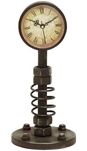 Metal Industrial Pressure Gauge Desk Clock, 10-inch, Roman Numerals ...