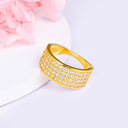 Buy GIVA 925 Sterling Silver Golden Zircon Studded Simply Bling Ring ...