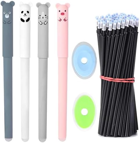 Rocita 4 Pcs Cute Animal Gel Pen, 0.35mm Cartoon Animal Erasable Ink ...