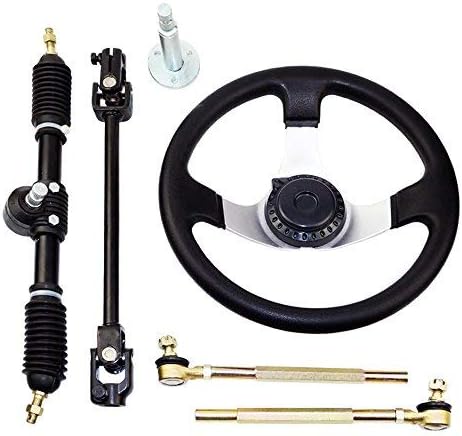 FLYPIG 110cc 300mm Go Kart ATV Steering Wheel Assembly set Tie Rod Rack ...