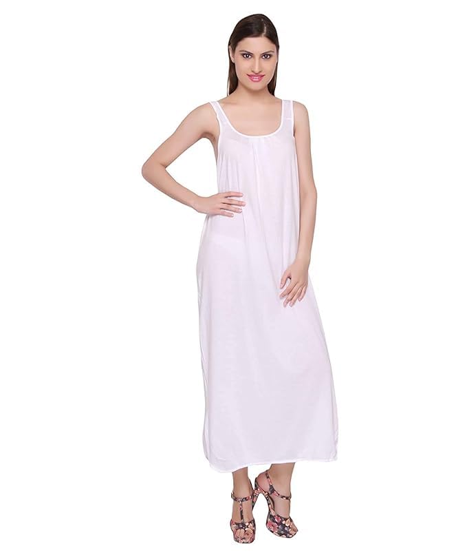 Buy OK INTERPRISES Women's Cotton Fabric Long Nighty Slip/Chemise Slip ...