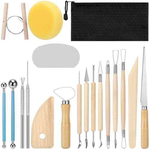 Snapklik.com : Blisstime 18PCS Clay Sculpting Tools, Basic Clay Pottery ...