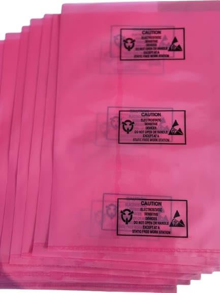 Anti-Static Poly Bags for PCB Boards, ESD Pouches, Pink, Size-200 ...