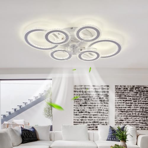Smart Ceiling Fans with Lights Reversible Dimmable LED Ceiling Light ...