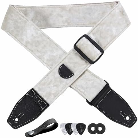Amazon.com: YIKOKO Guitar Strap 2 inch Velvet Guitar Straps with Full ...
