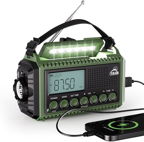 Portable Wind Up Hand Crank and Solar Powered Radio with USB Phone ...