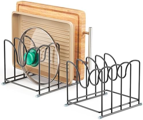Amazon.com - PLUVON Pot Lid Organizer Rack,1.6in Wide Cutting Board ...