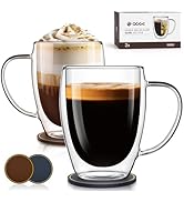Amazon.com: AOOE Double Wall Glass Goffee Mugs 12.5oz, Clear Glass ...