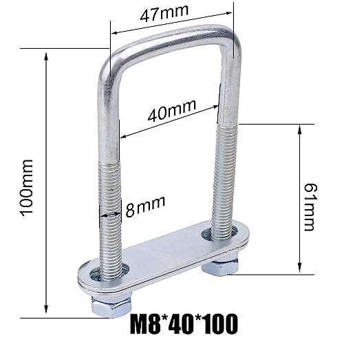 U-Bolts 4pcs Square Brackets U Bolts U-Clamp M8 Bolts U-Bolts with Nuts ...