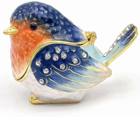 Amazon.com: Robin Bird Jewelry Trinket Boxes Hinged Ring Box ...