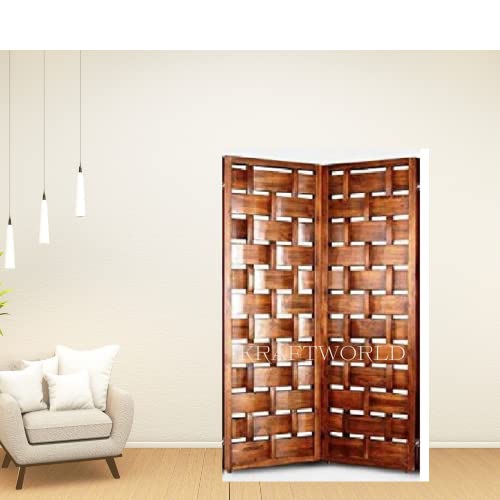 KRAFTWORLD Wooden Room Partition for Living Room, 2 Panel Wooden Room ...