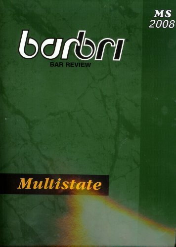 Barbri Bar Review: Multistate 2008 by Barbri (2008-05-03): Barbri ...