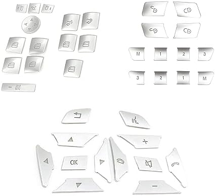 Amazon.com: Silver Steering Wheel Door Armrest Power Window Button ...