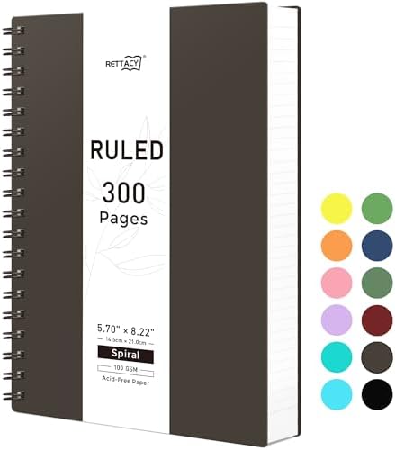 Amazon.com : RETTACY Spiral Notebook, A5 College Ruled Notebook with ...