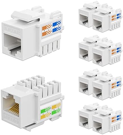VCE Cat6 RJ45 Keystone Jack Insert Slim UL-Listed 10-Pack, Punch Down ...