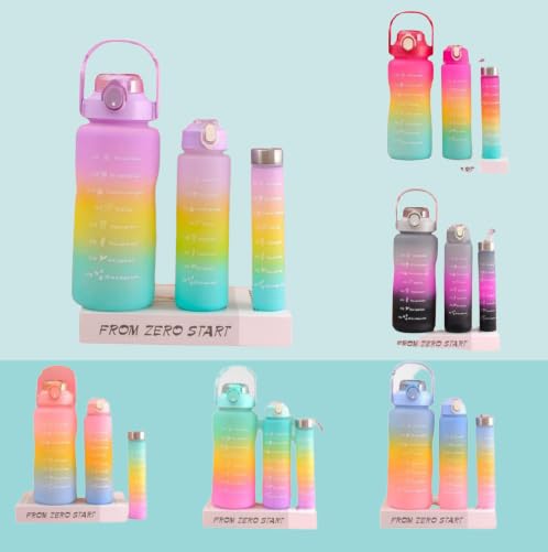 TEMSON Unbreakable 3 in 1 Water Bottle with Motivational Time Marker ...