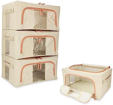 DAJAVE 4 Pack 24 L Clothes Storage Bags, Small Foldable Cloth Storage ...