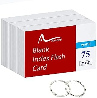 Avni Prints unruled Index Flash Cards - 3x5 inch, White, 225 Cards, 220 ...