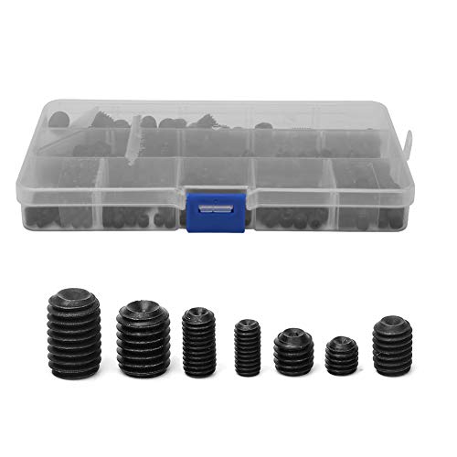 Black Carbon Steel Hex Socket Grub Screw Assortment Kit,M4 M5 M6 M8 M10 ...