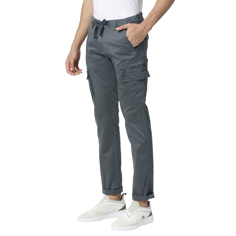 Buy BEEVEE Mens M Grey Fixed Waist Cargo Pant with Drawstring.(M Grey ...