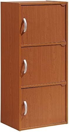 Amazon.com: Pemberly Row 3 Shelf 3 Door Bookcase in Cherry : Home & Kitchen