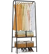 Amazon.com: HOMYTECH Small Clothing Rack with Double Shelves, Portable ...