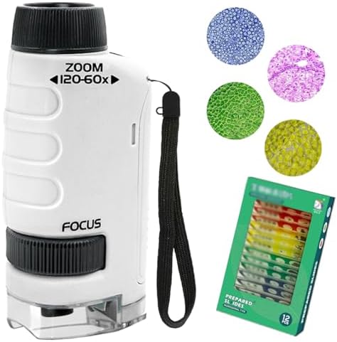 Pocket Microscope for Children, 60x-120X Portable Microscope, Mini ...