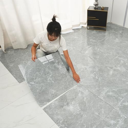 4-100 Pieces Peel and Stick Floor Tiles PVC Flooring 23.6 x 23.6 Inch ...
