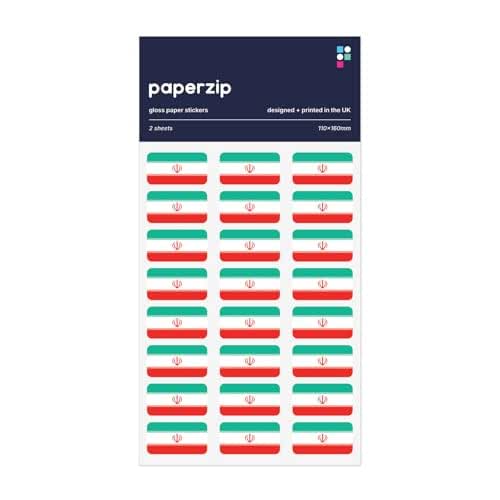 Amazon.com: PAPERZIP - Iran Flags – 48 Stickers for Business, Schools, Travel : Handmade Products