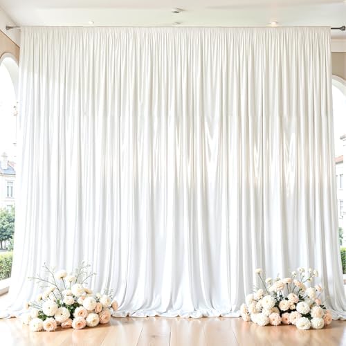 Amazon.com : White Satin Backdrop Curtains 2 Panels - Glitter Photo ...