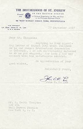 Amazon.com: Lt. General John C. H. Lee - Typed Letter Signed 09/17/1957 ...