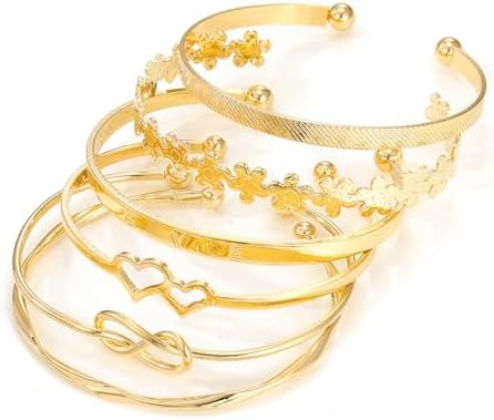 Shining Diva Fashion Set of 6 Latest Stylish Multilayer Gold Plated ...