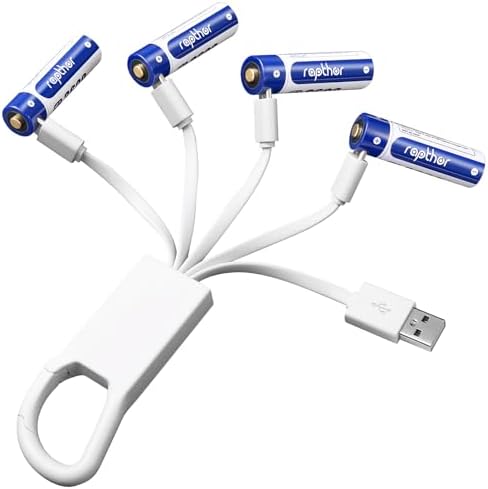 Rapthor 1.5V AA Rechargeable Batteries 3600mWh with 4-in-1 USB Type-C ...