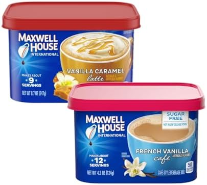 Amazon.com : Maxwell House Vanilla Caramel Latte Mix, 8.7 oz + French ...