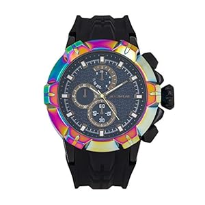 Rocawear Mens Quartz Analog Watch with Oversized Dial (Iridescent ...