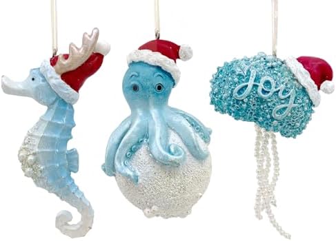 Amazon.com: Beach Coastal Resin Christmas Tree Ornaments, Octopus ...