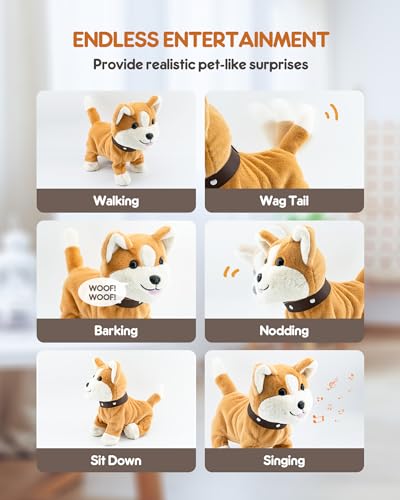 Interactive Toys for Kids,12 PCS Electronic Pets Walking Dog with ...