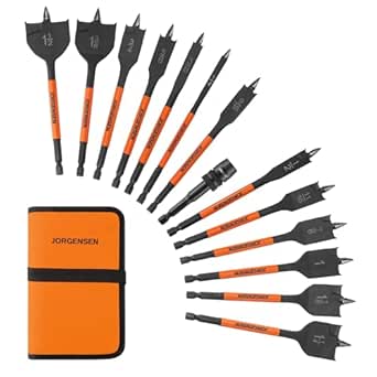 Jorgensen 14-Piece Spade Drill Bit Set with Quick-Load Connector, High ...