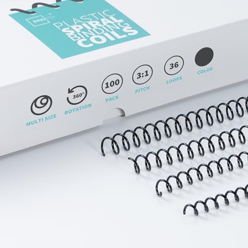 Binditek 100 Pack Plastic Spiral Binding Coils Kit, Multi Size Binding ...