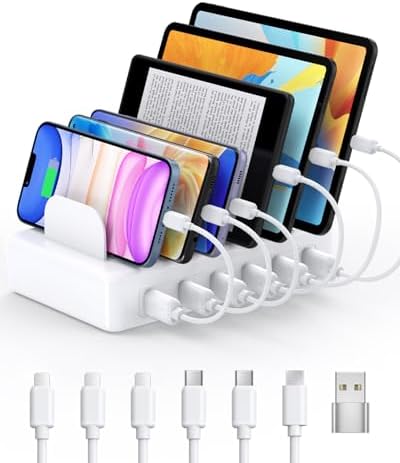 Amazon.com: Charging Station for Multiple Devices: 68W 6 Port 20W Fast ...
