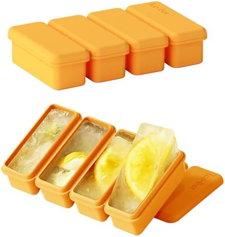 Amazon.com: LONGFITE Large and Long Ice Cube Tray 2 Pack Silicone ...